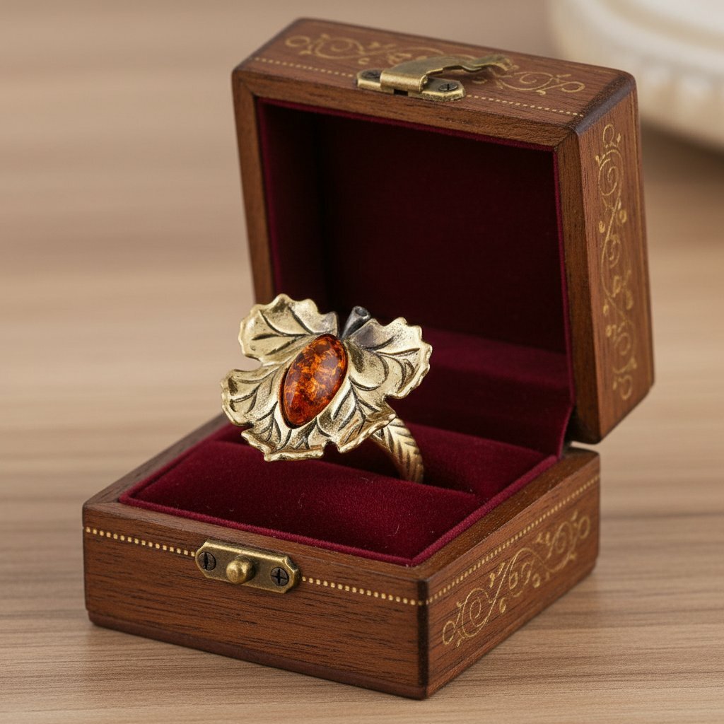 Кольцо, янтарь