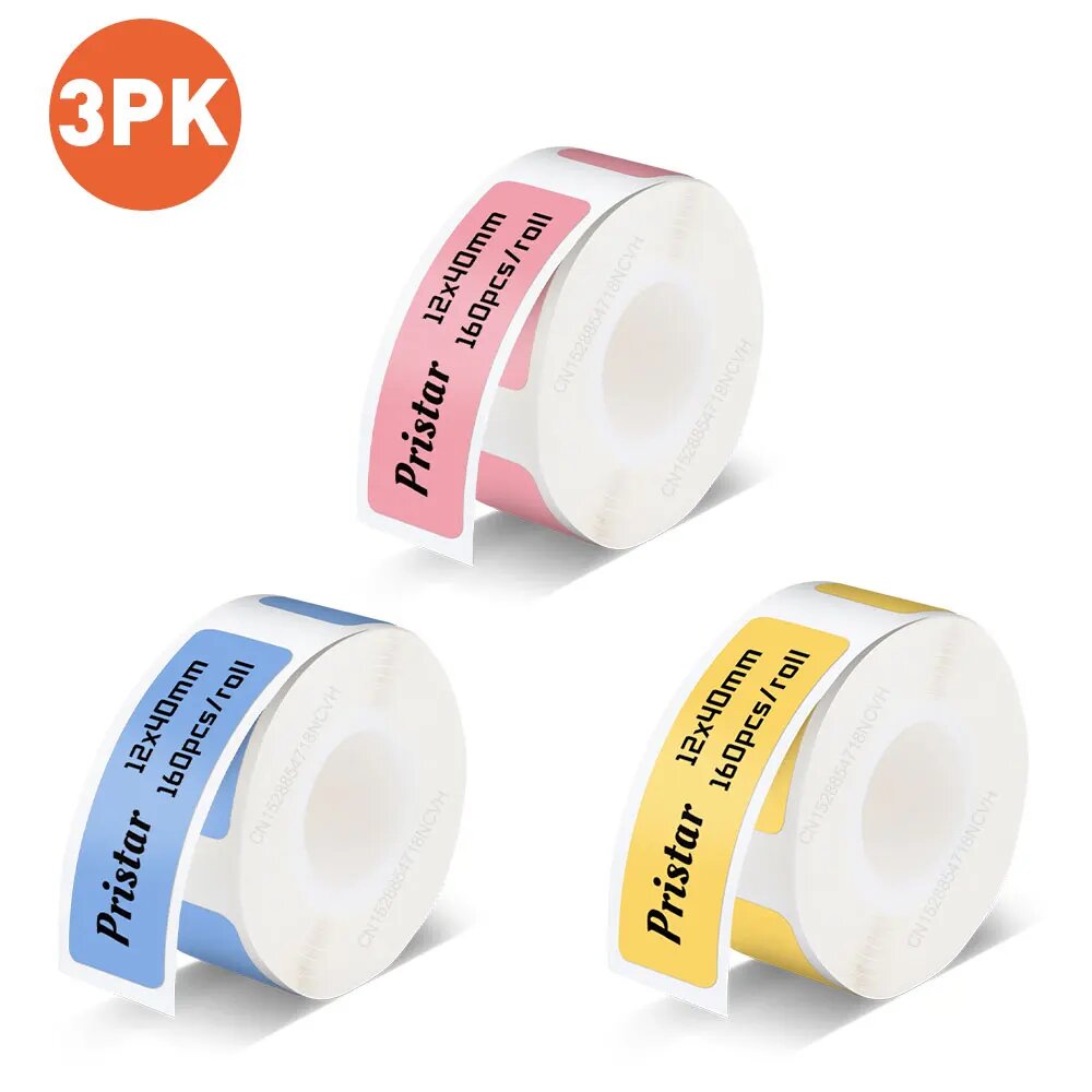 Этикетки Pristar 12x40mm, 3PK, Белый