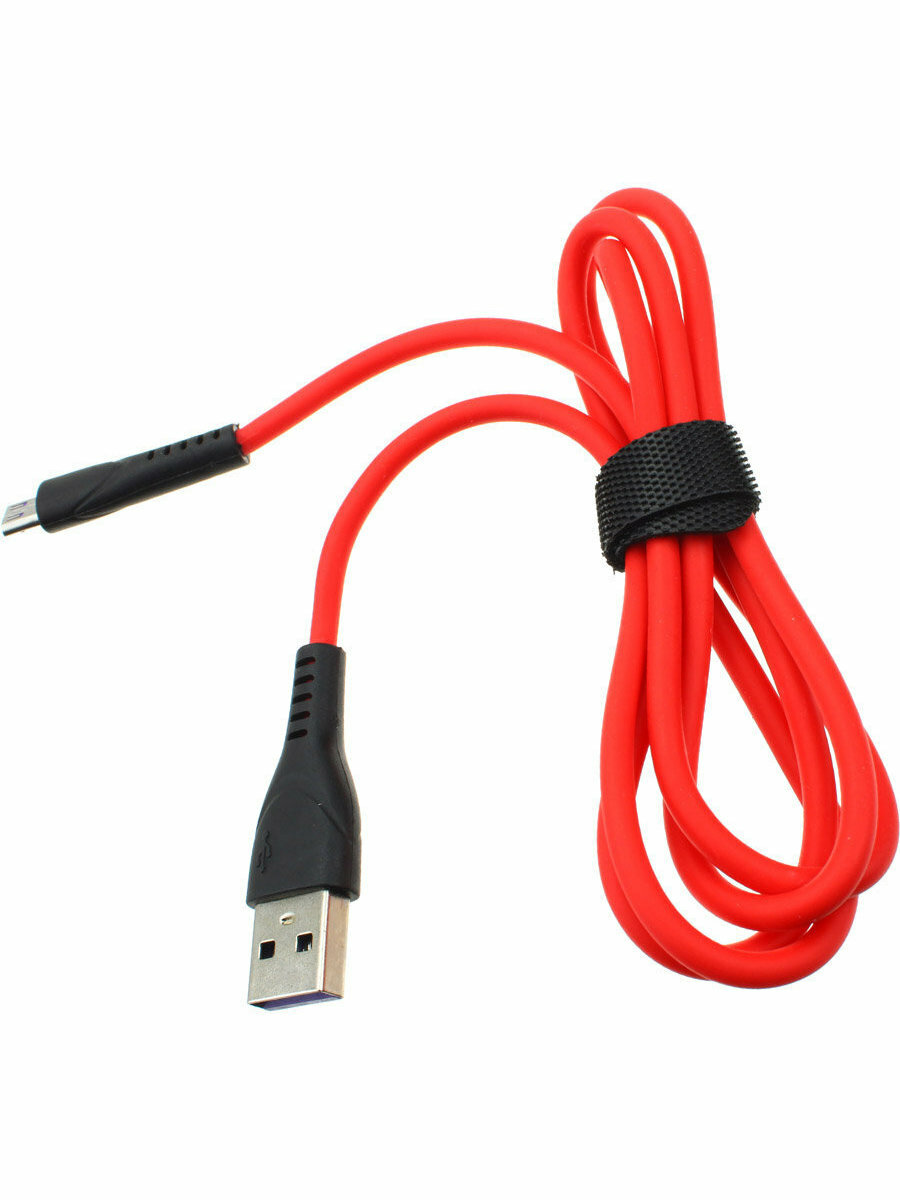 Шнур USB A-microUSB B 5PIN 1м силикон, морозостойкий, 3.5А, OTG, красный, быстрая зарядка