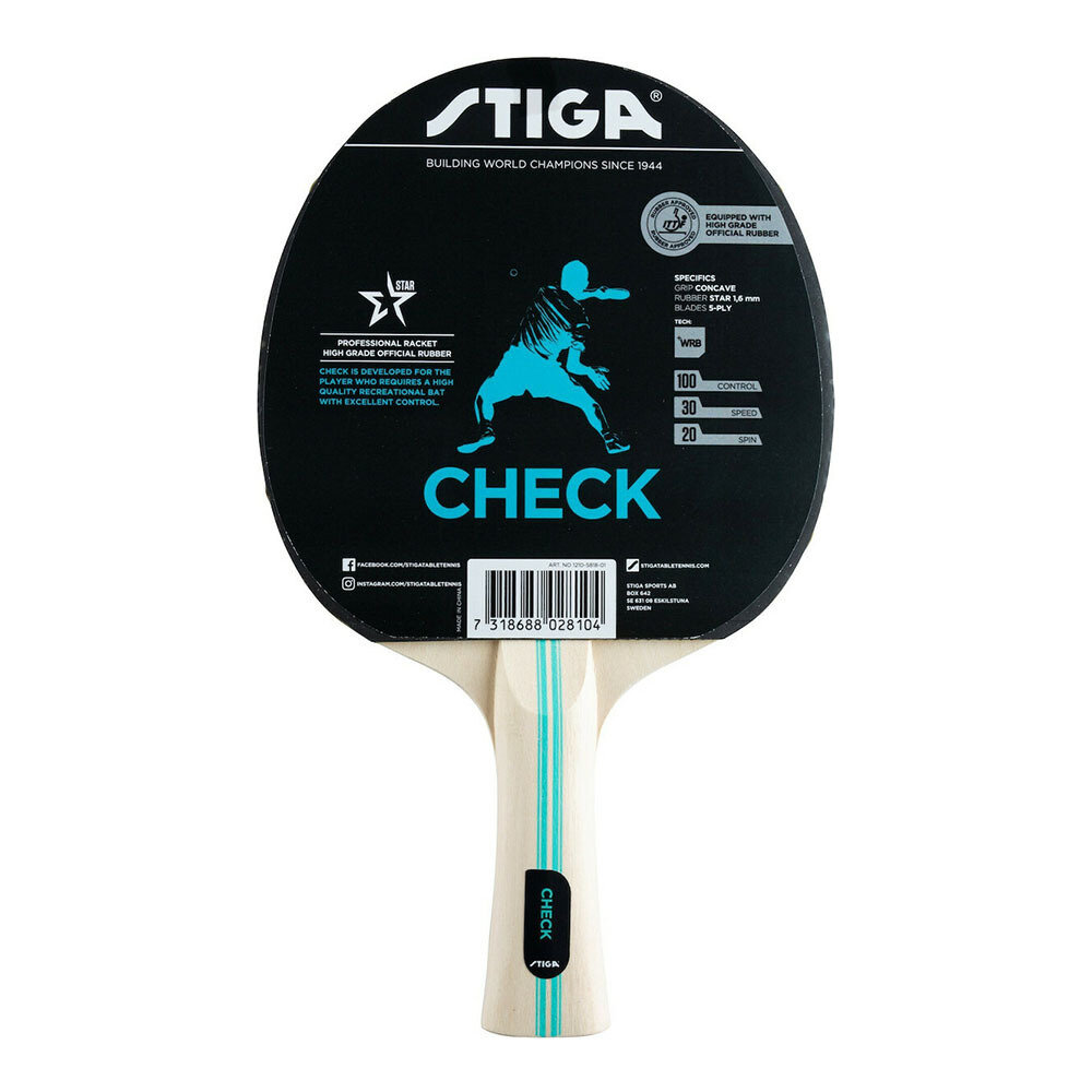 Ракетка для настольного тенниса STIGA Check Hobby WRB ITTF 1210-5818-01, 1.6 мм