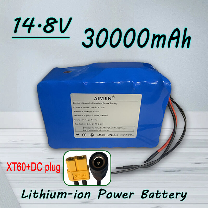 4S10P 18650 14.8V 30Ah 444Wh литий-ионный аккумулятор с зарядным устройством для инвертора, интеллектуального робота, мощного оборудования и т. д