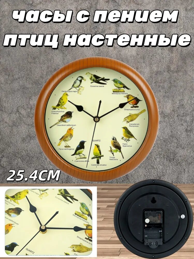 Настенные часы "часы настенные с пением птиц", 25 см х 25 см