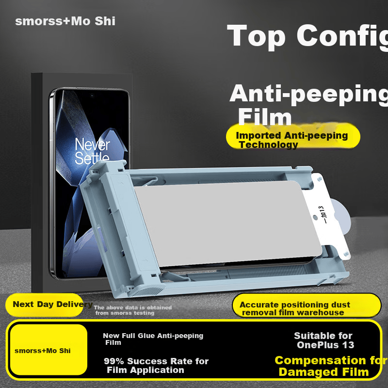 Защитное стекло OnePlus 13 Ice Ceramic 28° приватность полное клеящееся покрытие ударопрочное без царапин без пыли
