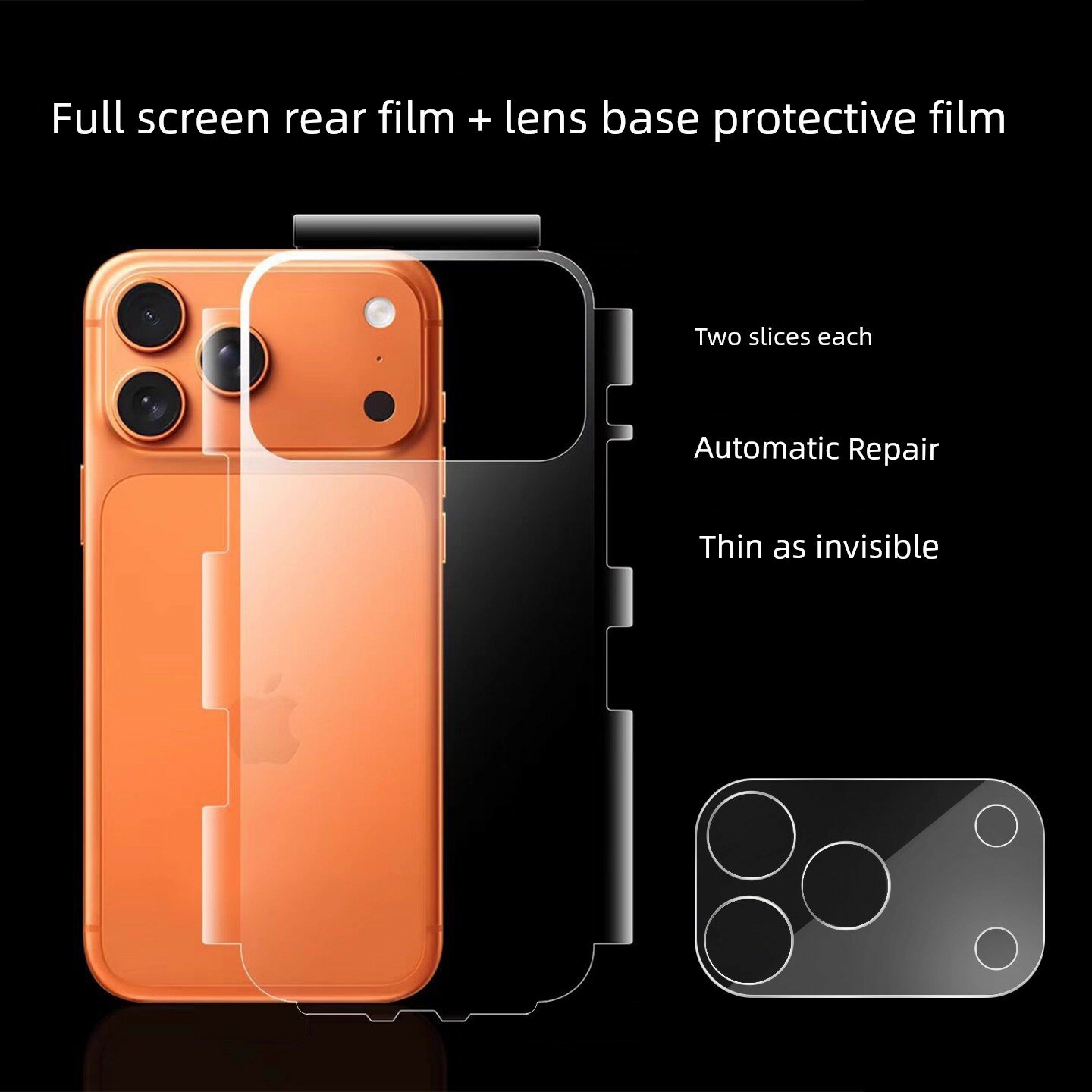 IPhone 17 Pro Max Комплект защиты задней части Полный экран пленка + защита объектива 2-упаковка Устойчивость к