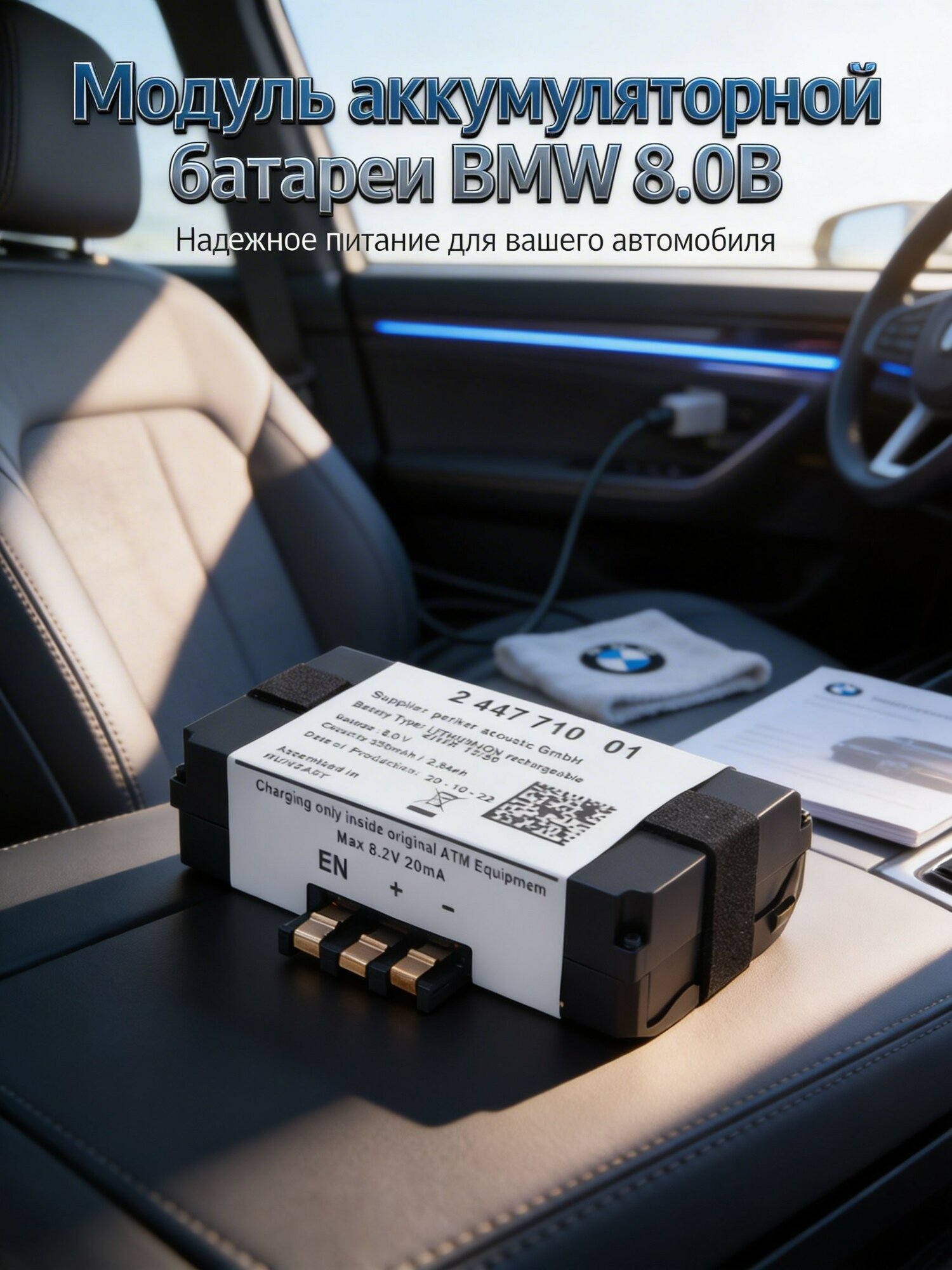 Модуль аккумуляторной батареи BMW 8,0 В, компактный резервный блок питания для F20 F30 F31 G21 84102447710