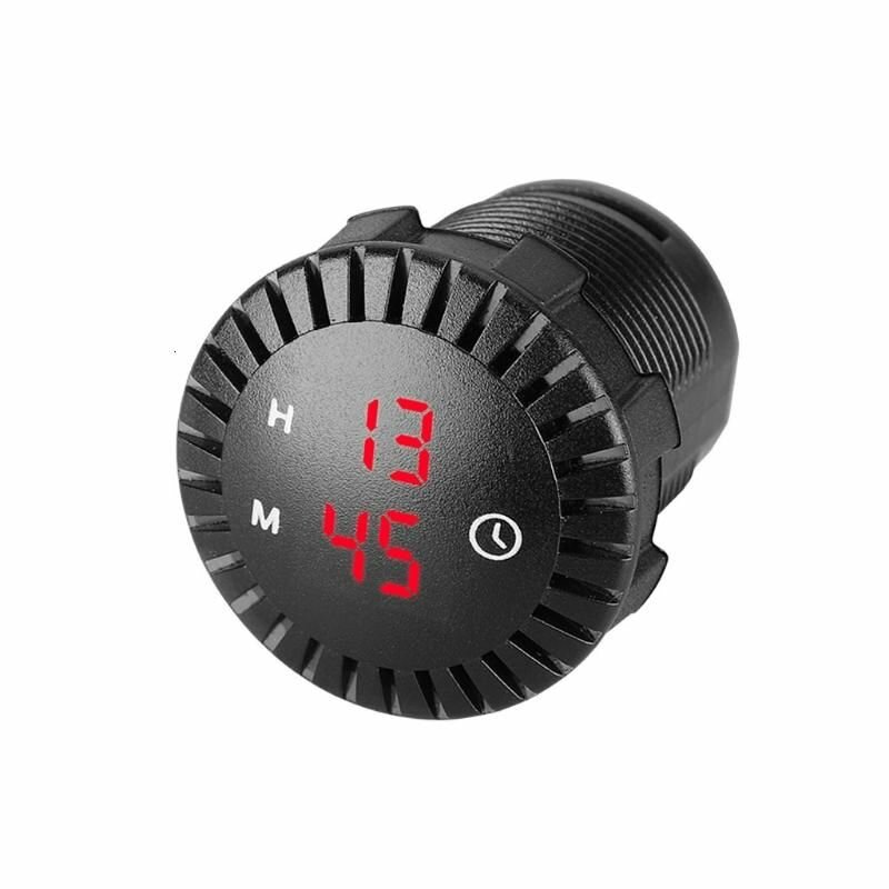 LED часы для авто и мото 12/24 В, красные, сенсорные — для приборной панели (толщина 28 мм), водонепроницаемые