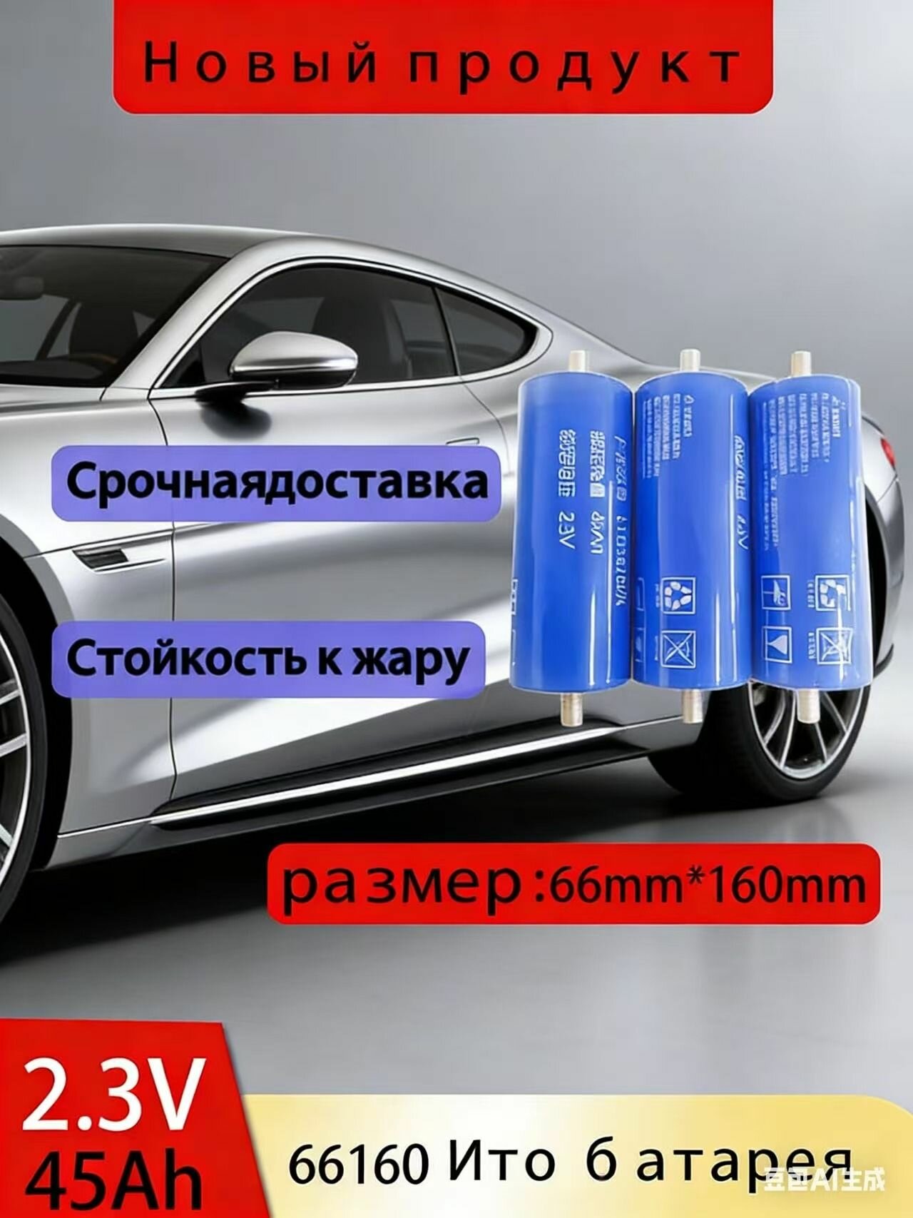 LTO аккумулятор 2.3В 45Ач Yinlong 66160 10C для электровелосипедов, UPS и солнечных систем — 100% оригинал для авто