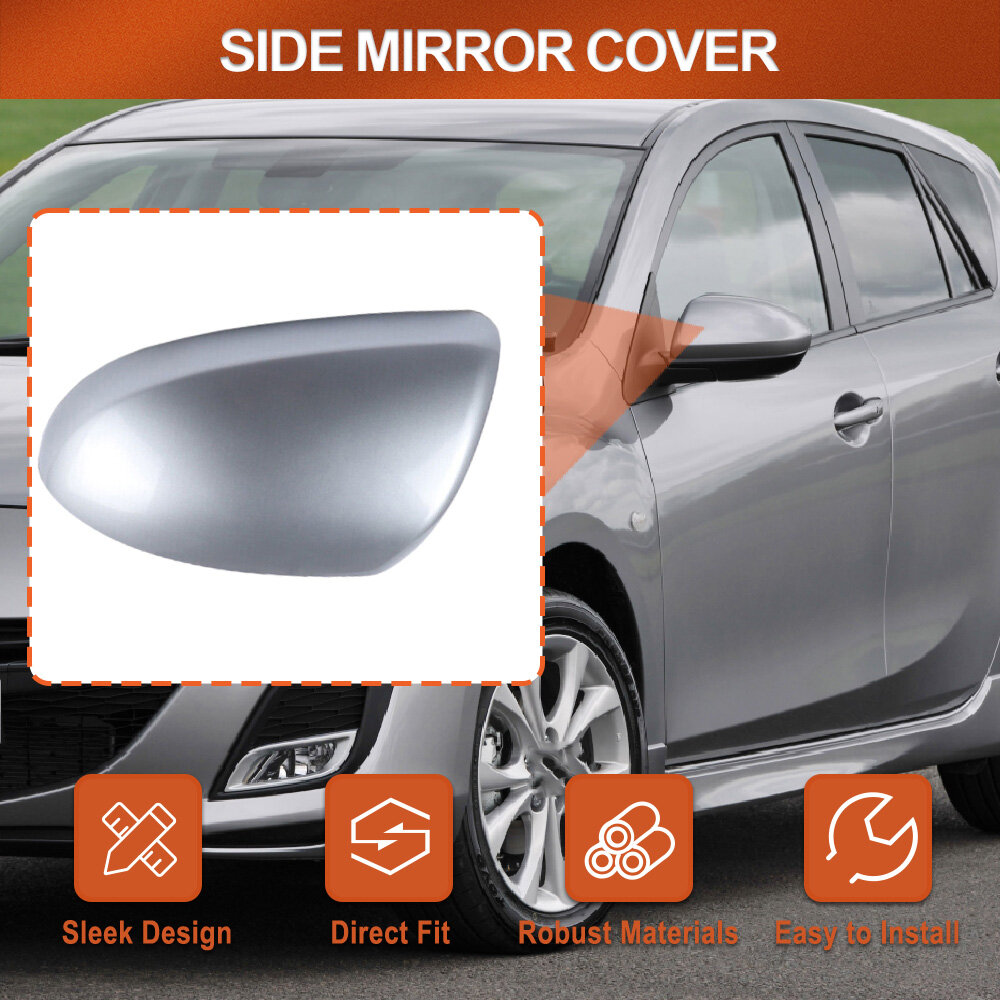 Крышка корпуса зеркала заднего вида левая серебристая для Mazda 3 BL 2008-2013, совместима с Mazda 2 Demio и 6 GH