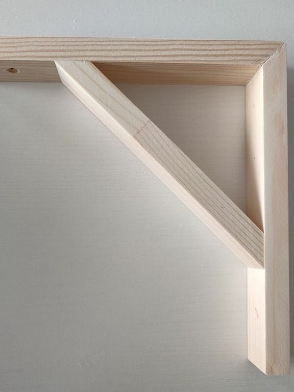 Кронштейн деревянный для полки 20-20-45, набор 2 шт с крепежом, компактный — для кухни, ванной, детской, бани, дачи