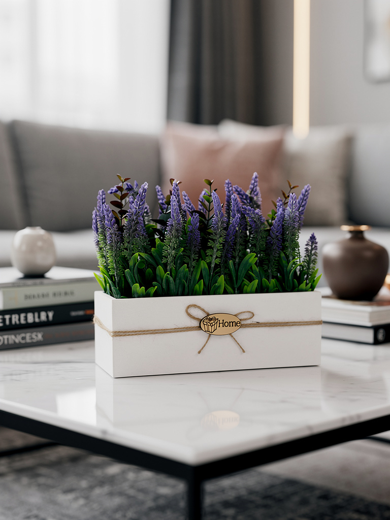 Композиция из искусственных цветов в деревянном ящике, ПоДар. Ок Home