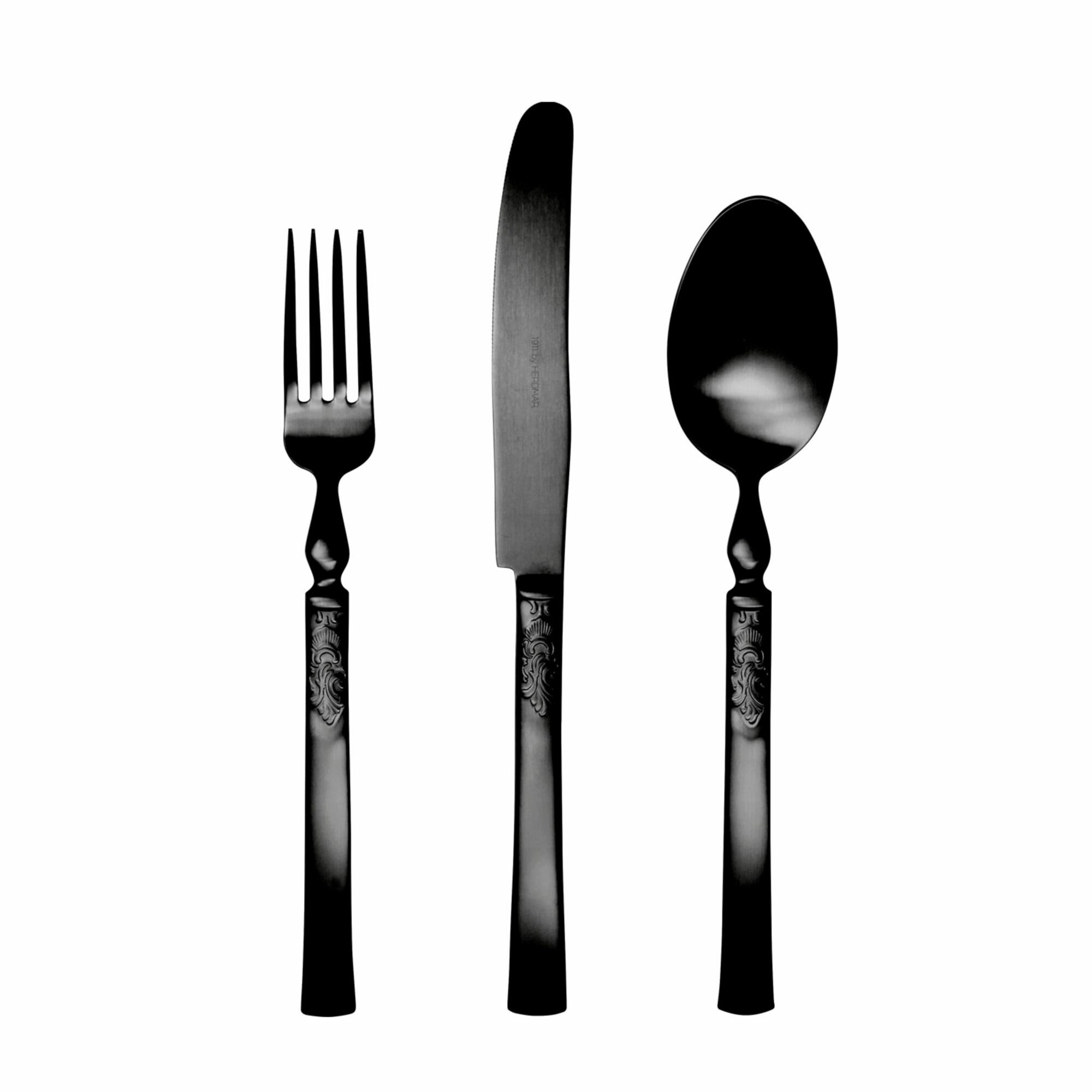 Столовые приборы Herdmar BLACK 70 , черный, сталь 18/10, 24 шт. (6 ложек + 6 вилок + 6 ножей + 6 чайных ложек) подарочная коробка