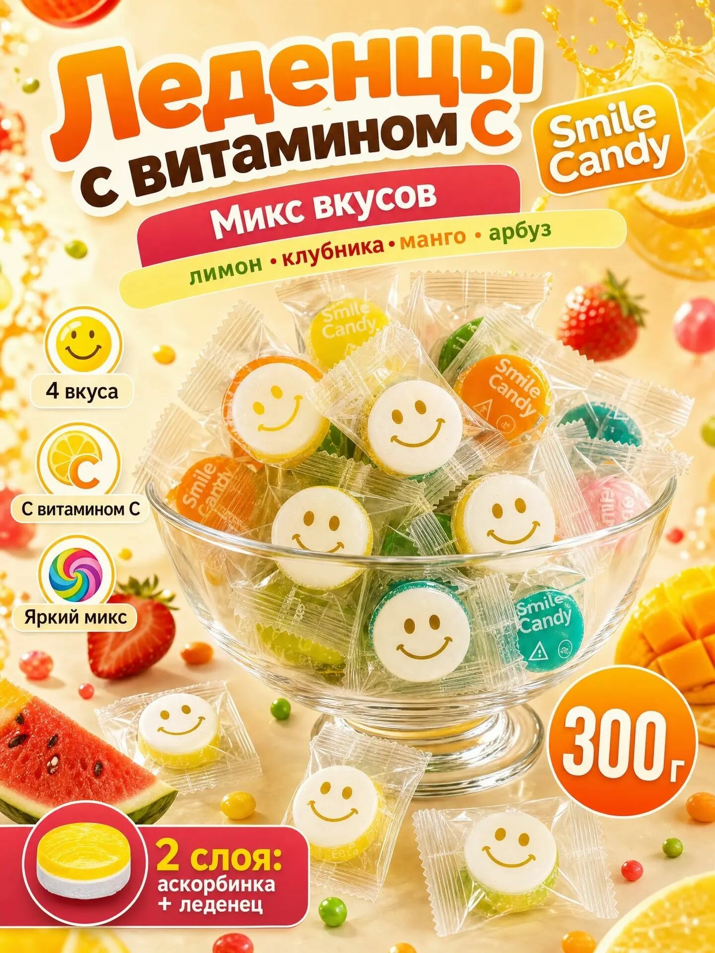 Конфеты Смайл Кэнди, 300 грамм