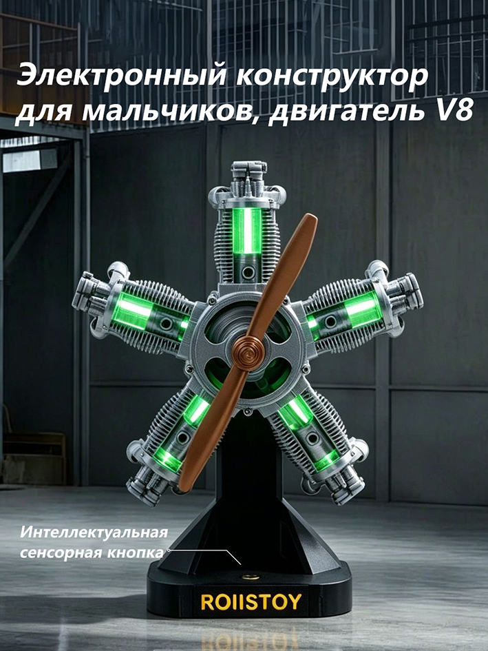 Электронный конструктор для мальчиков, двигатель V8, планетарный двигатель