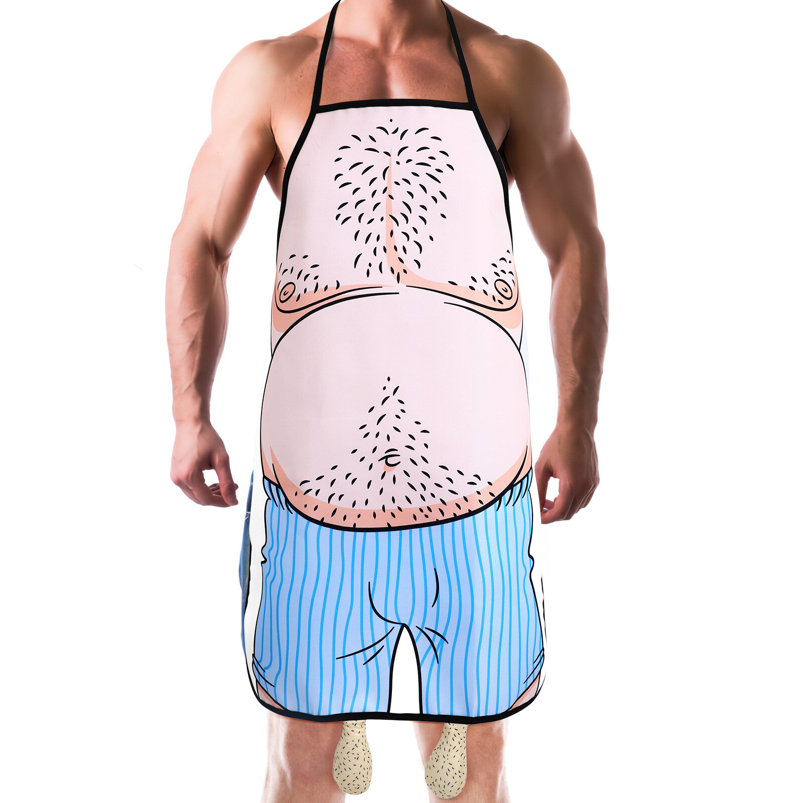 Новинка Кулинария Кухонный Фартук Wacky Belly Man Печатный Фартук Кулинария Гриль Барбекю Поставка