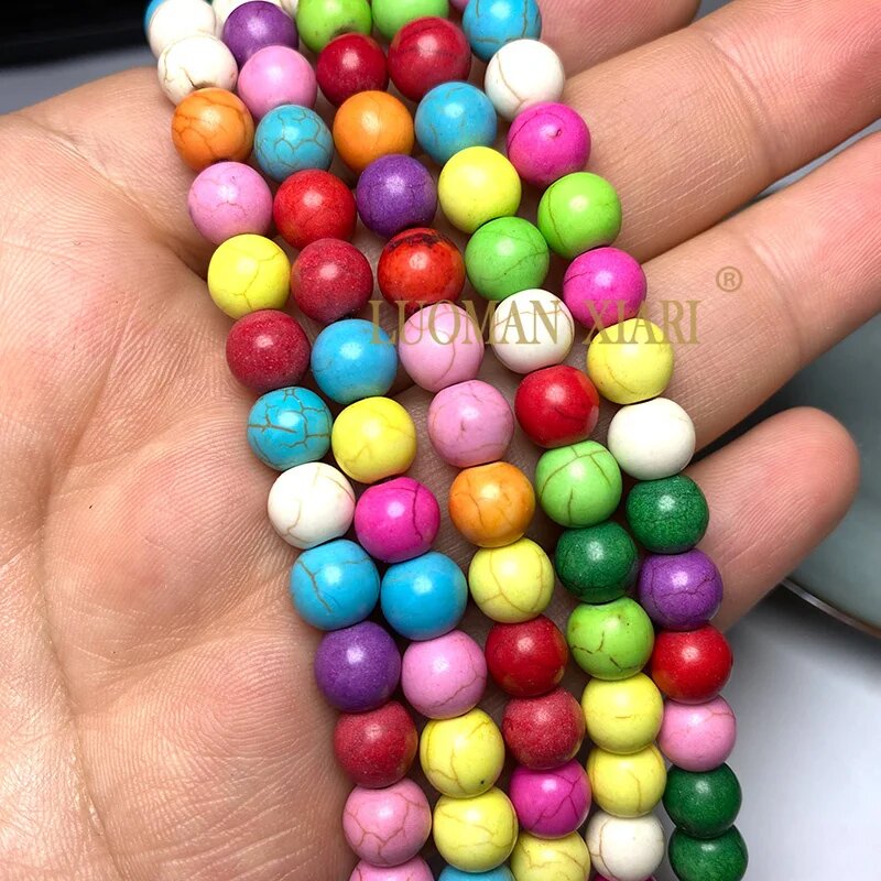 Бусины Howlite бирюзового цвета 4 6 8 10 мм LUOMAN XIARI
