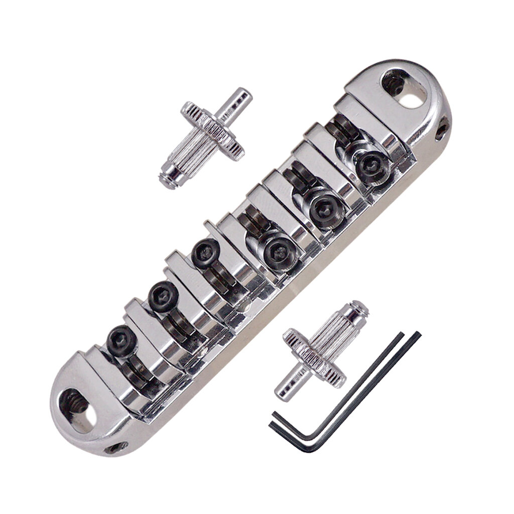 6 String Electric Guitar Roller Saddle Bridge with Screws for LP EPI Silver+black