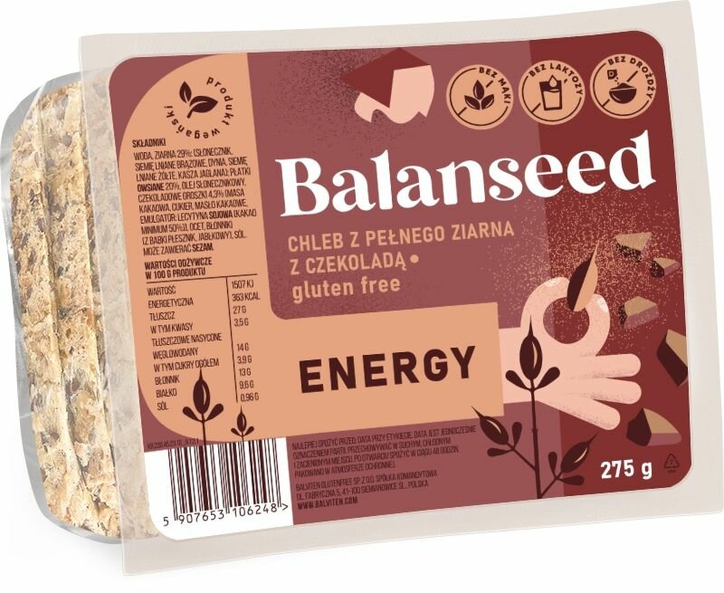 Хлеб цельнозерновой шоколадный Balviten Balanseed Energy без глютена 3 шт x 275г