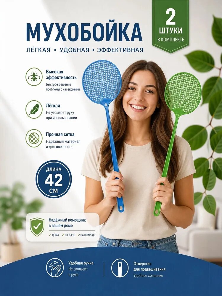 Мухобойка пластик 2шт