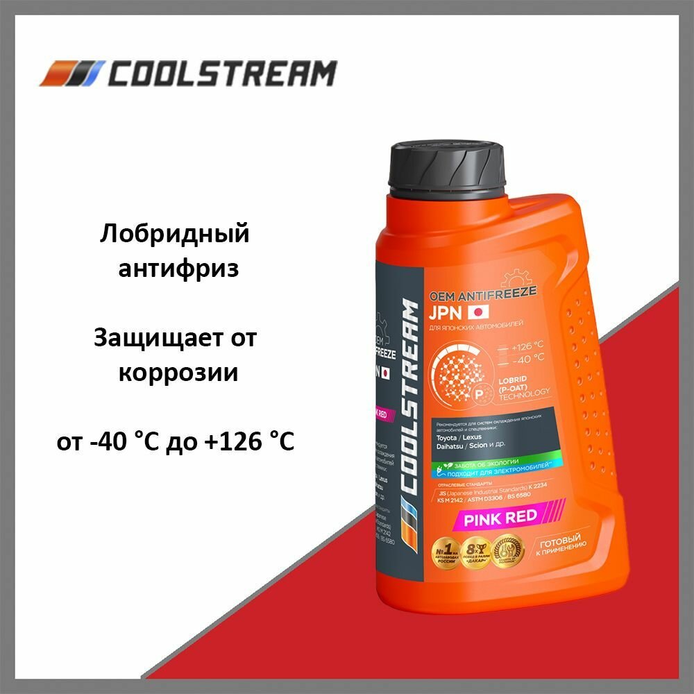 Антифриз готовый CoolStream CS011001RD, лобридный розовый JPN 1 кг