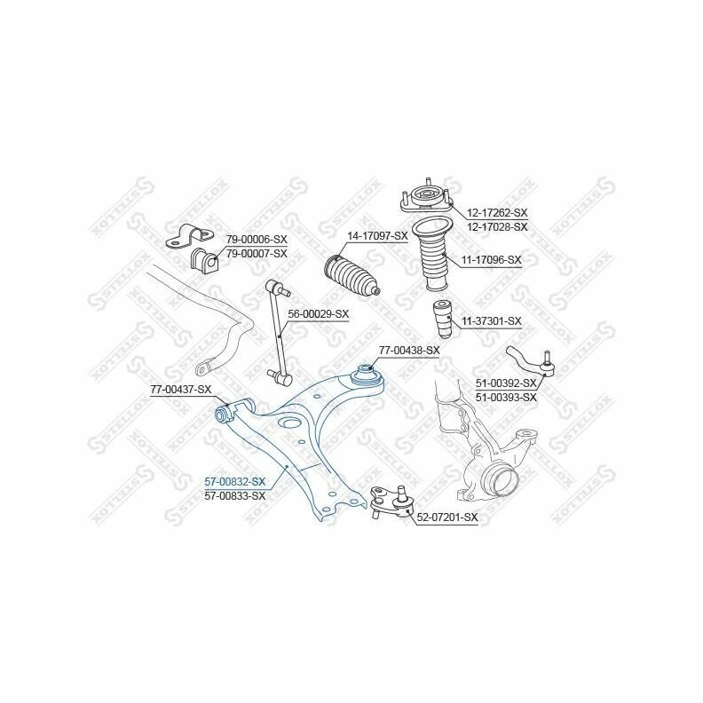 Сайлентблок TOYOTA AURIS (_E15_), STELLOX 5700832SX