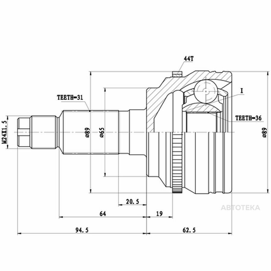 Z87257R Шрус наружный mazda 6 gg (02--08) ZIKMAR Z87257R