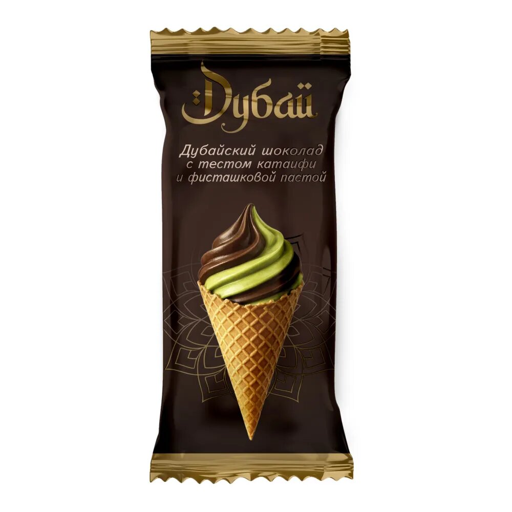 Вафельный рожок с шоколадом, фисташкой и катаифи Дубай , 100 г, Icebrilliant