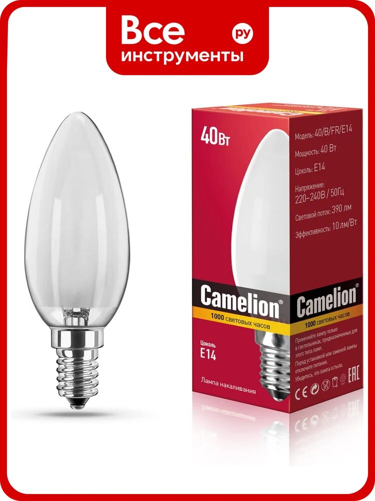 Электрическая лампа накаливания с матовой колбой MIC Camelion 40/B/FR/E14, 9864