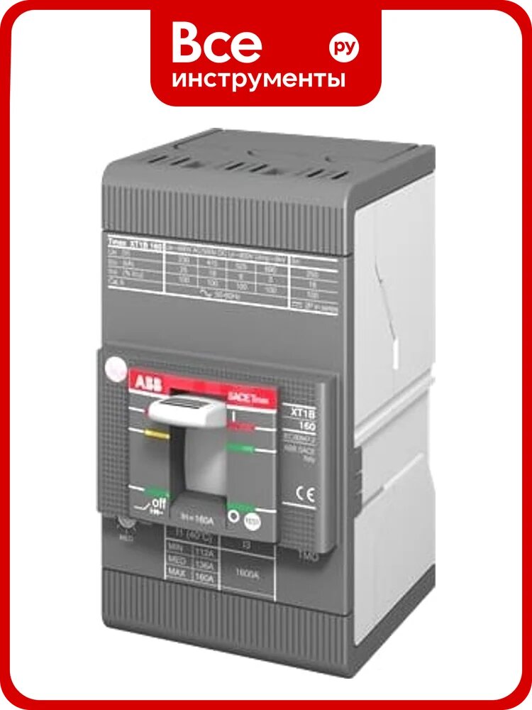Автоматический выключатель ABB 3п XT1B160TMD100-1000 100А 3p FF 1SDA066807R1