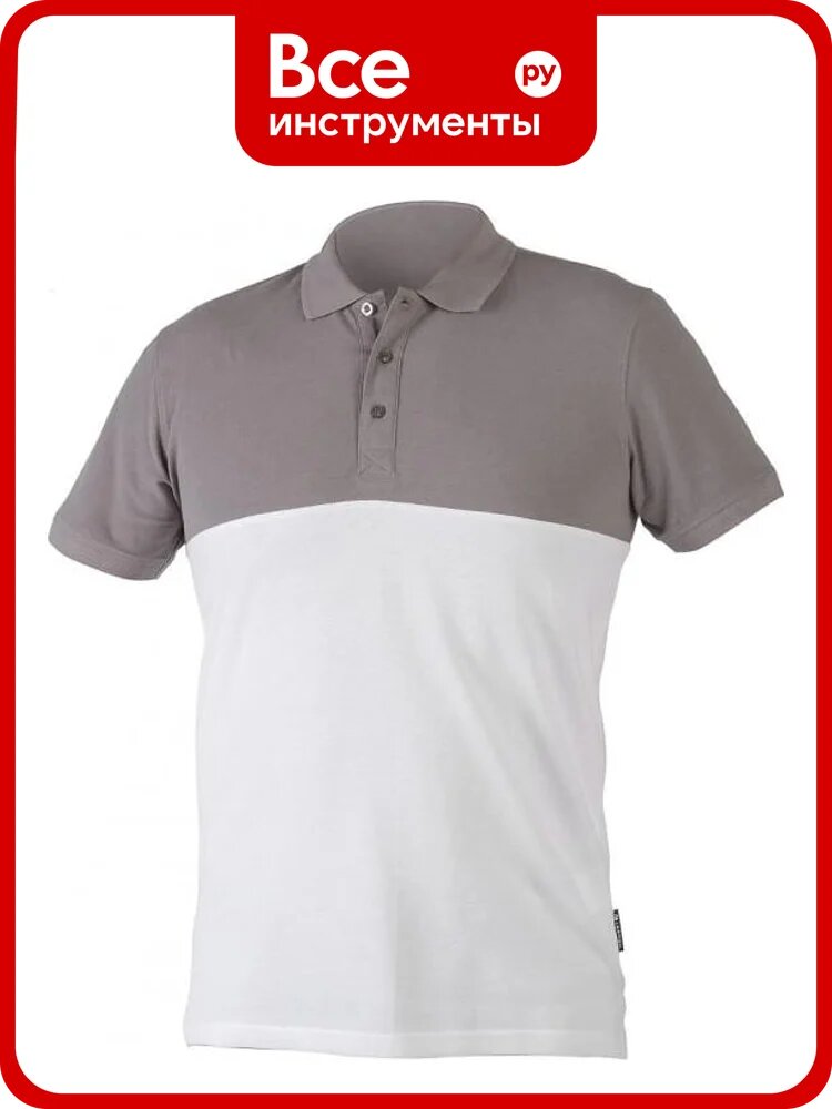 Футболка Polo HOEGERT TECHNIK URFT хлопок, белая/асфальтовая, р. 2XL HT5K422-2XL