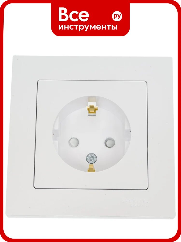 Розетка, Systeme, Systeme Electric AtlasDesign Жемчуг с/з со шторками, 16А, в сборе