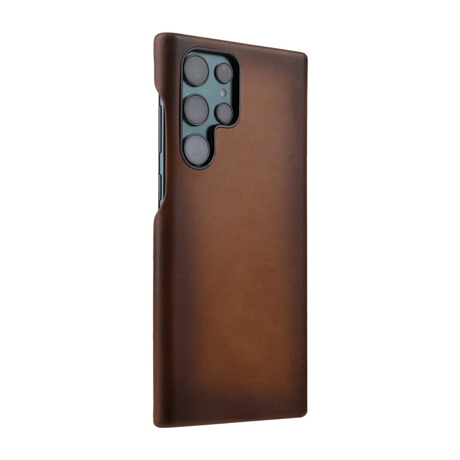 Коричневый кожаный чехол YMW для Samsung Galaxy S22 Ultra