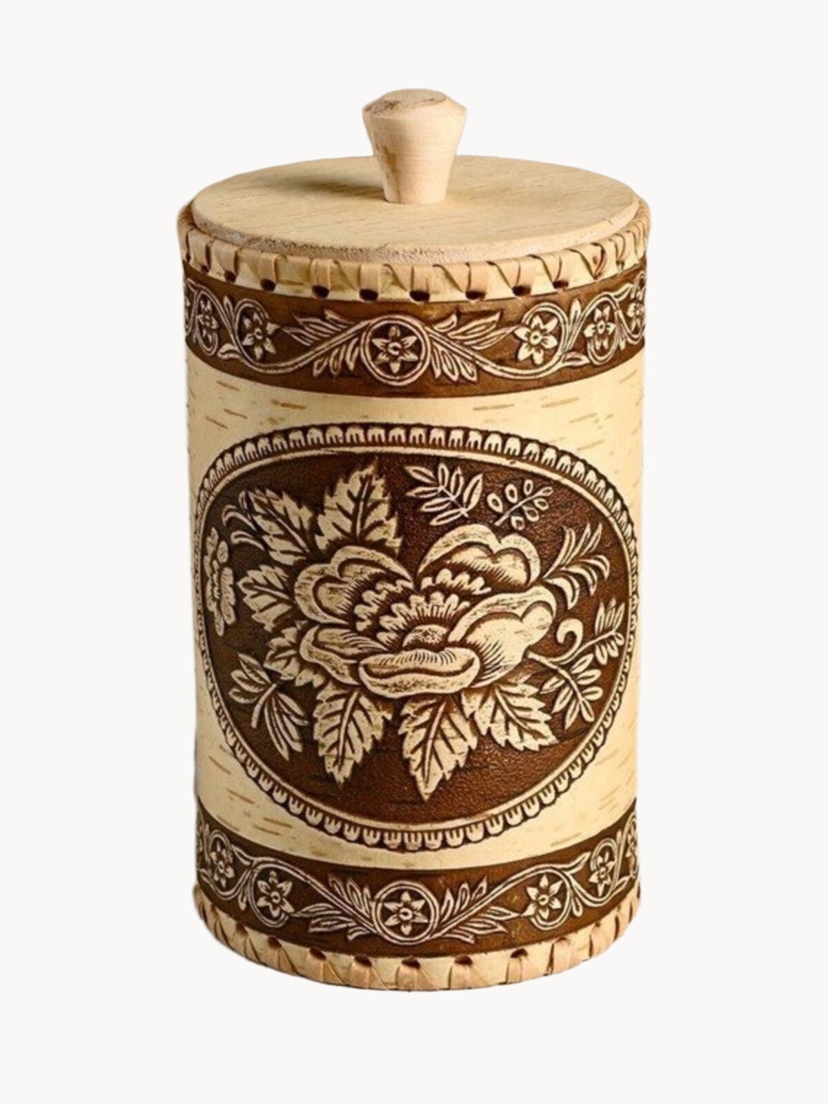 Туес из бересты "Маки", 1 литр, для хранения сыпучих