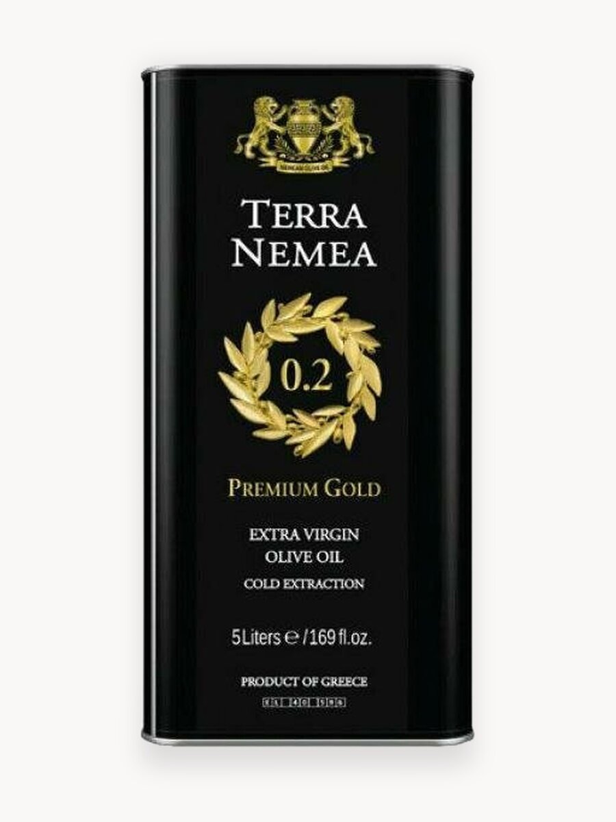 Оливковое масло 5л Terra Nemea PREMIUM GOLD 0,2% (Греция, Пелопоннес, Extra Virgin, жесть)