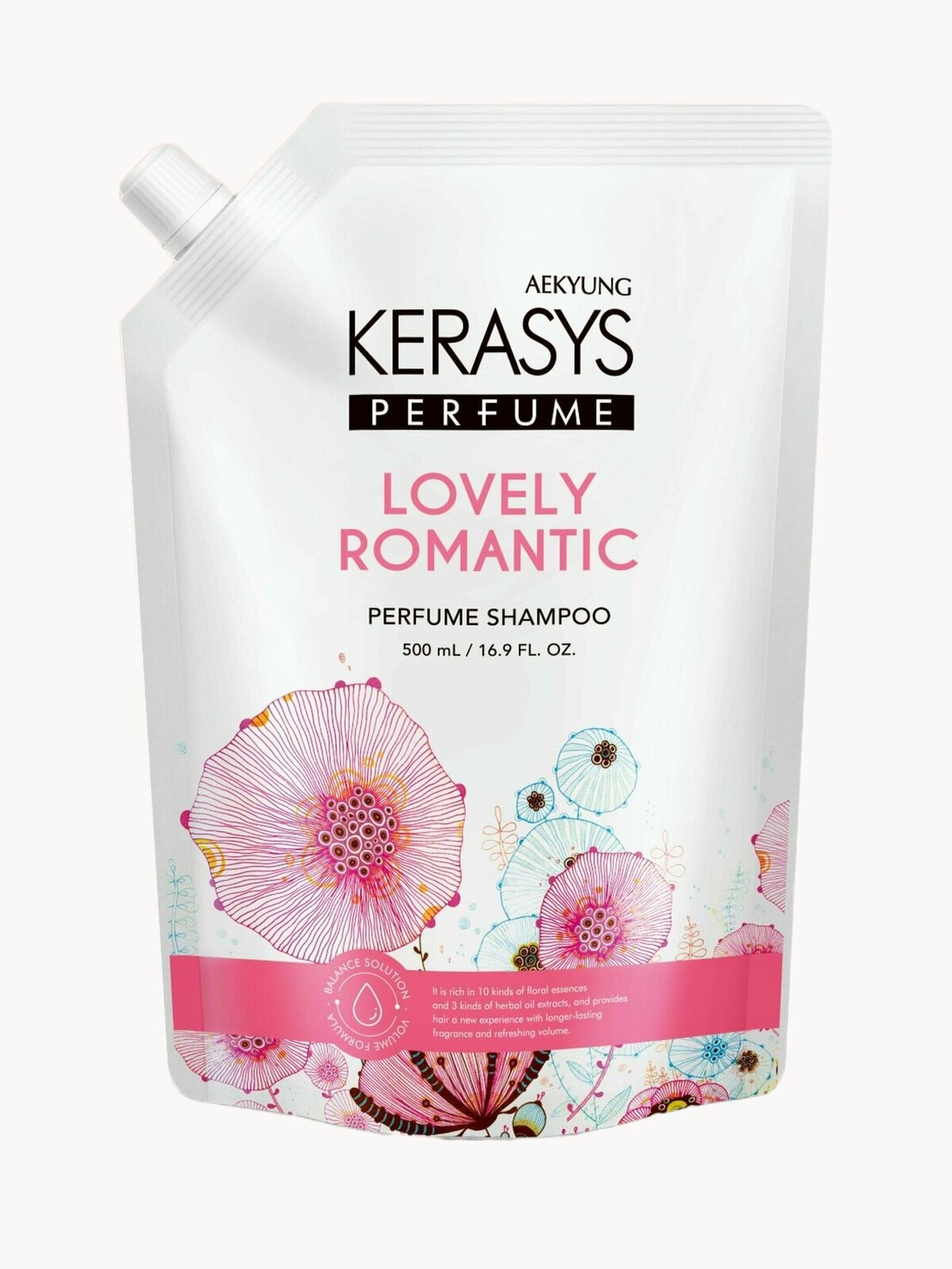 Kerasys Парфюмированный Шампунь для волос с секущимися концами Романтик, сменный блок 500 мл, Корея