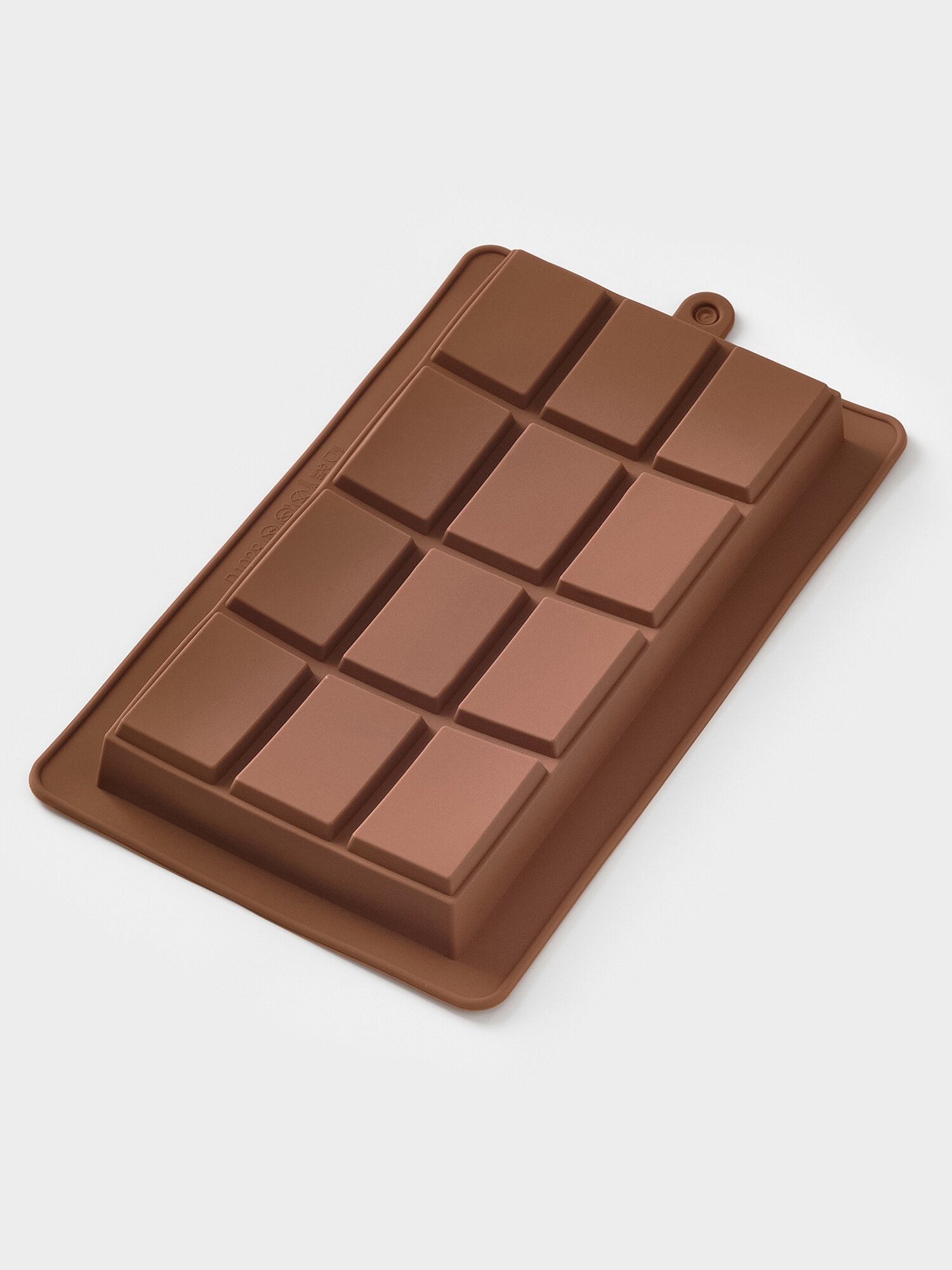 Форма для дубайского шоколада Доляна «Плитка», 25.5×15×2.5 см, силикон, коричневая