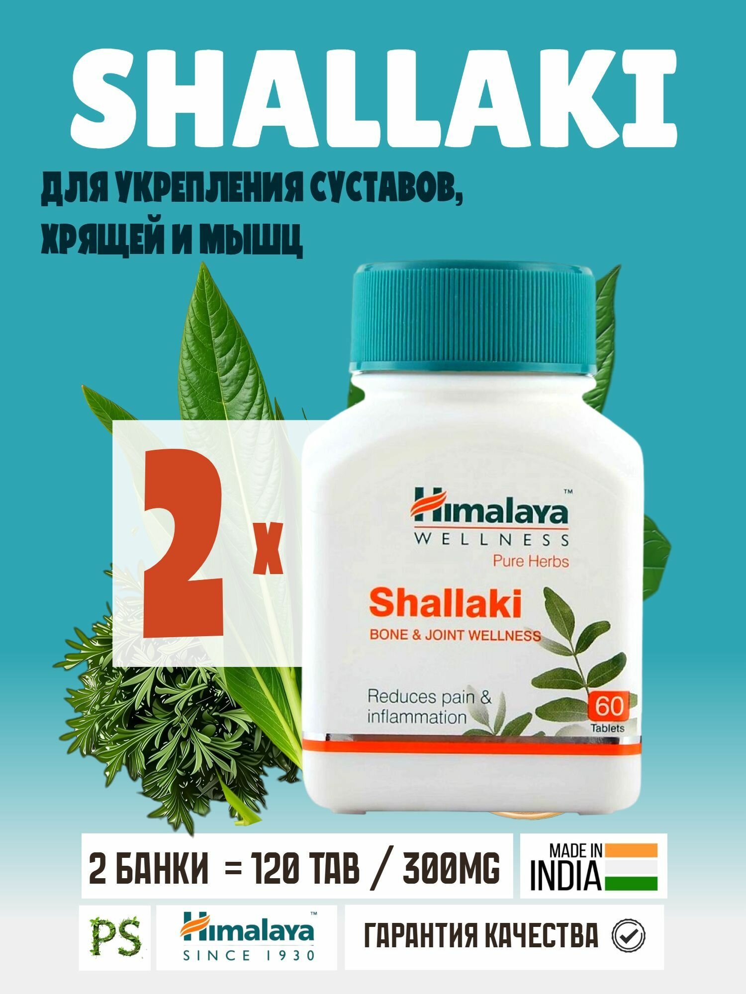 Шаллаки Хималая (Shallaki Himalaya) - для здоровья суставов и мышц, 120 таблеток