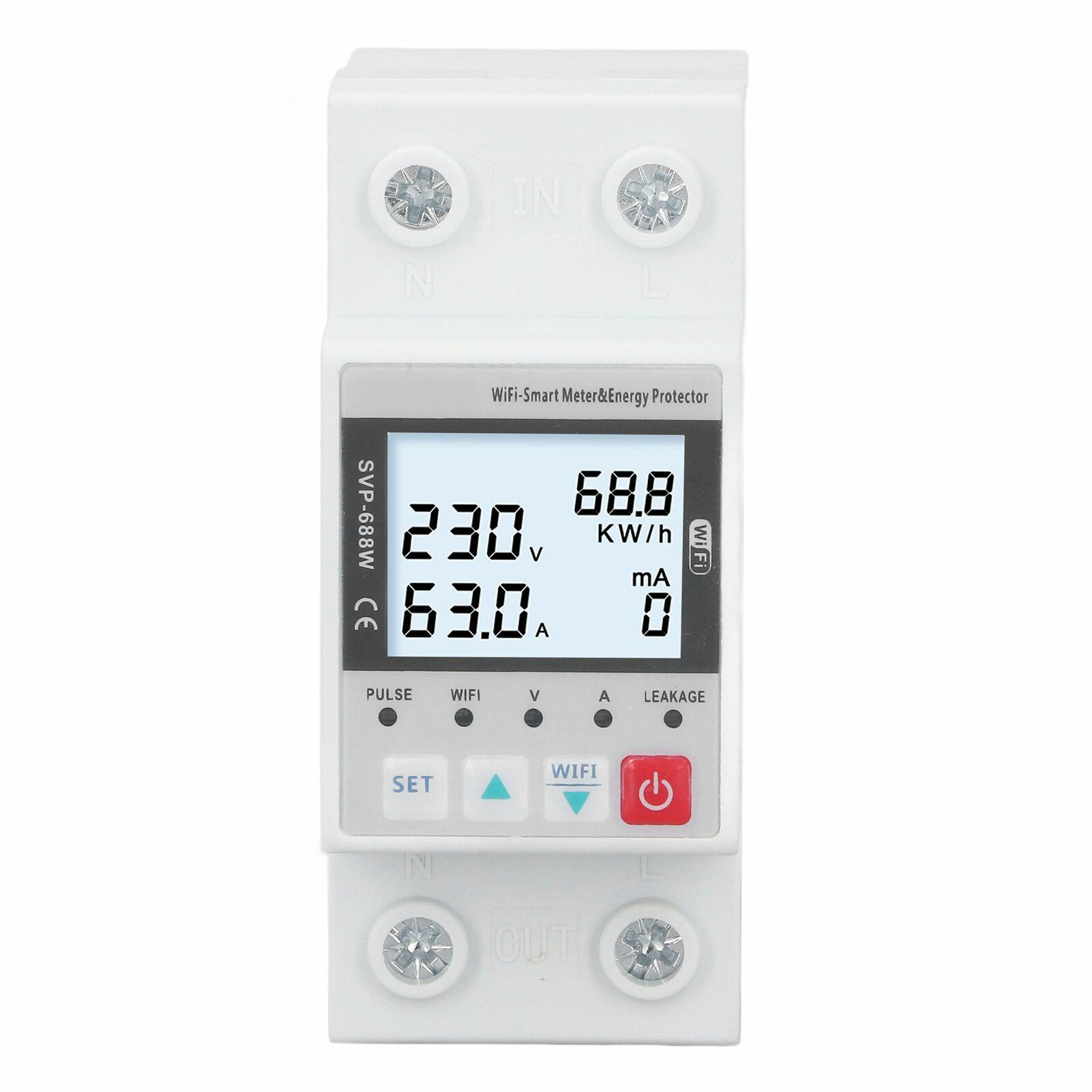 Защита от перенапряжения и понижения напряжения WIFI, 230 В, 50 Гц, 60 Гц, 63 А, дистанционное управление, защита от пониженного напряжения, тип подсветки