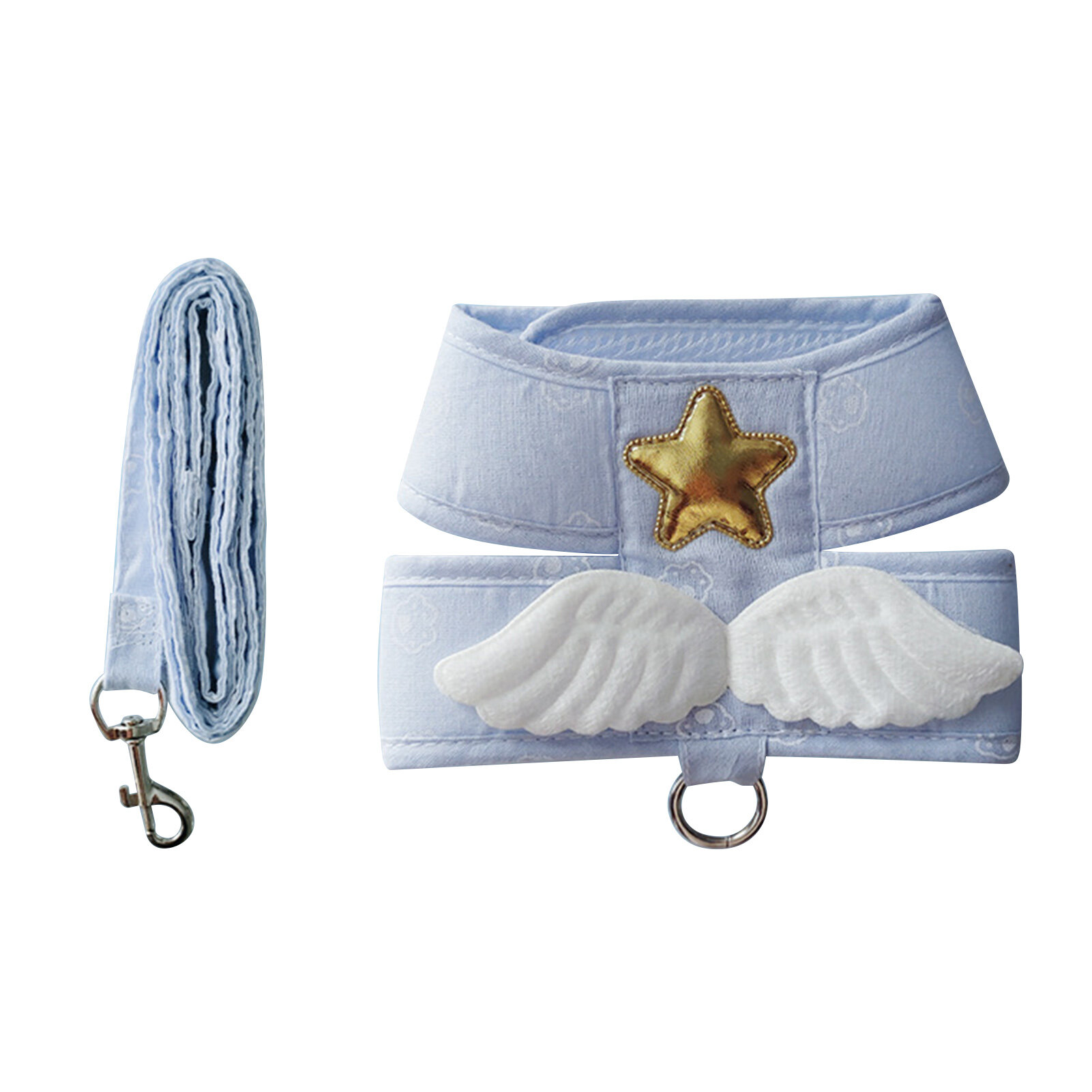 Поводок-шлейка для кошек, регулируемый, универсальный, на 4 сезона, милый, с крыльями ангела, жилет для кошек, с тросом 1,5 м, для котят, светло-голубой, XXL (4–6 кг / 8,8–13,2 фунта)