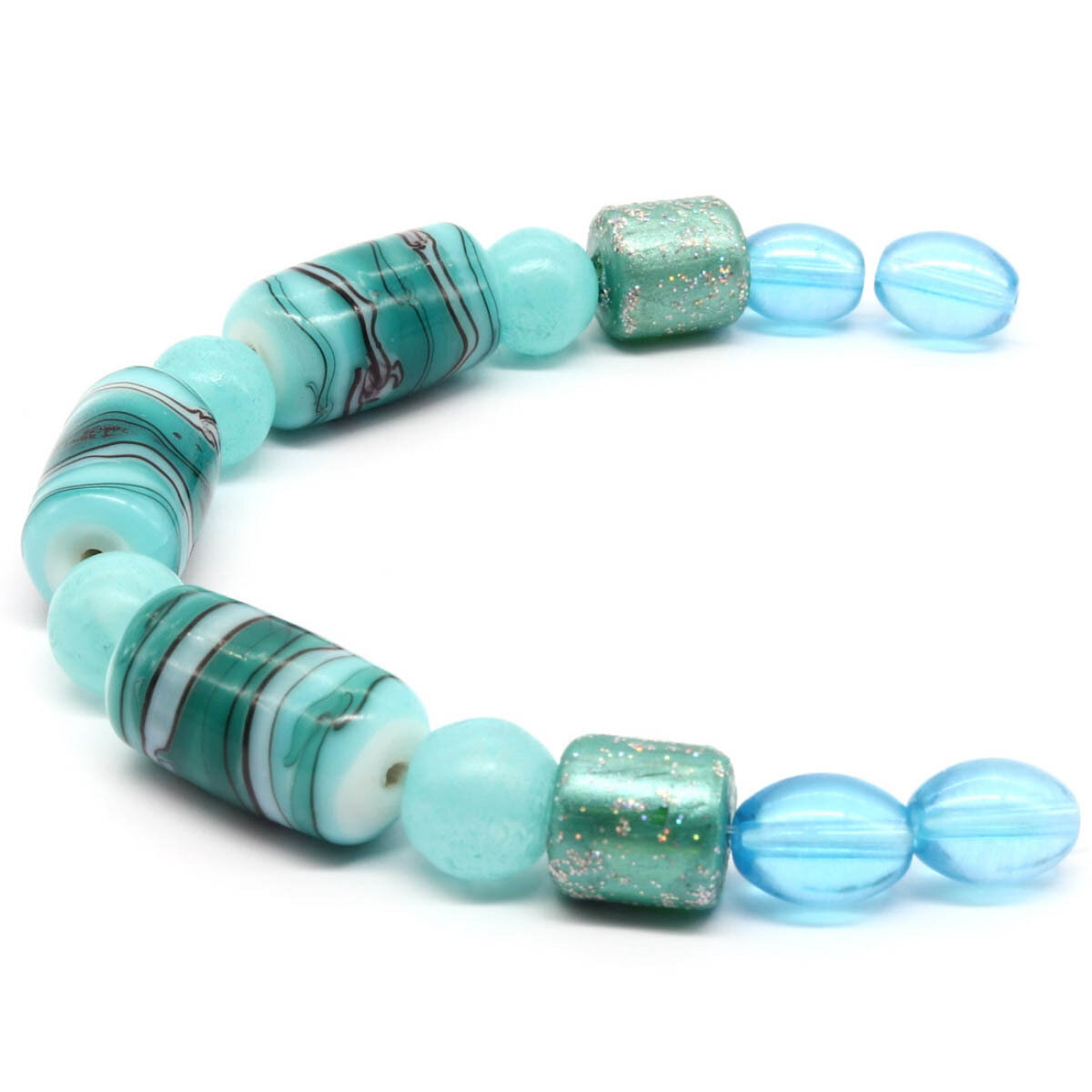 Бусины для рукоделия стеклянные набор, 16 шт, разных форм, бирюзовые, Astra&Craft