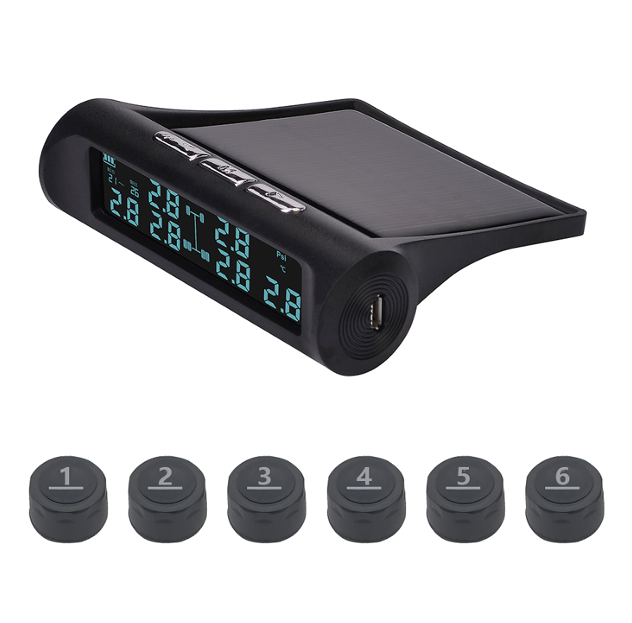 PSTS620, Солнечный цифровой датчик давления в шинах для грузовых автомобилей, 3,2-дюймовый ЖК-дисплей, 8 бар, датчик давления в шинах для автобусов, аккумулятор емкостью 1000 мАч, датчик давления в шинах для транспортных средств, Bluetooth 4.0 / 5.0