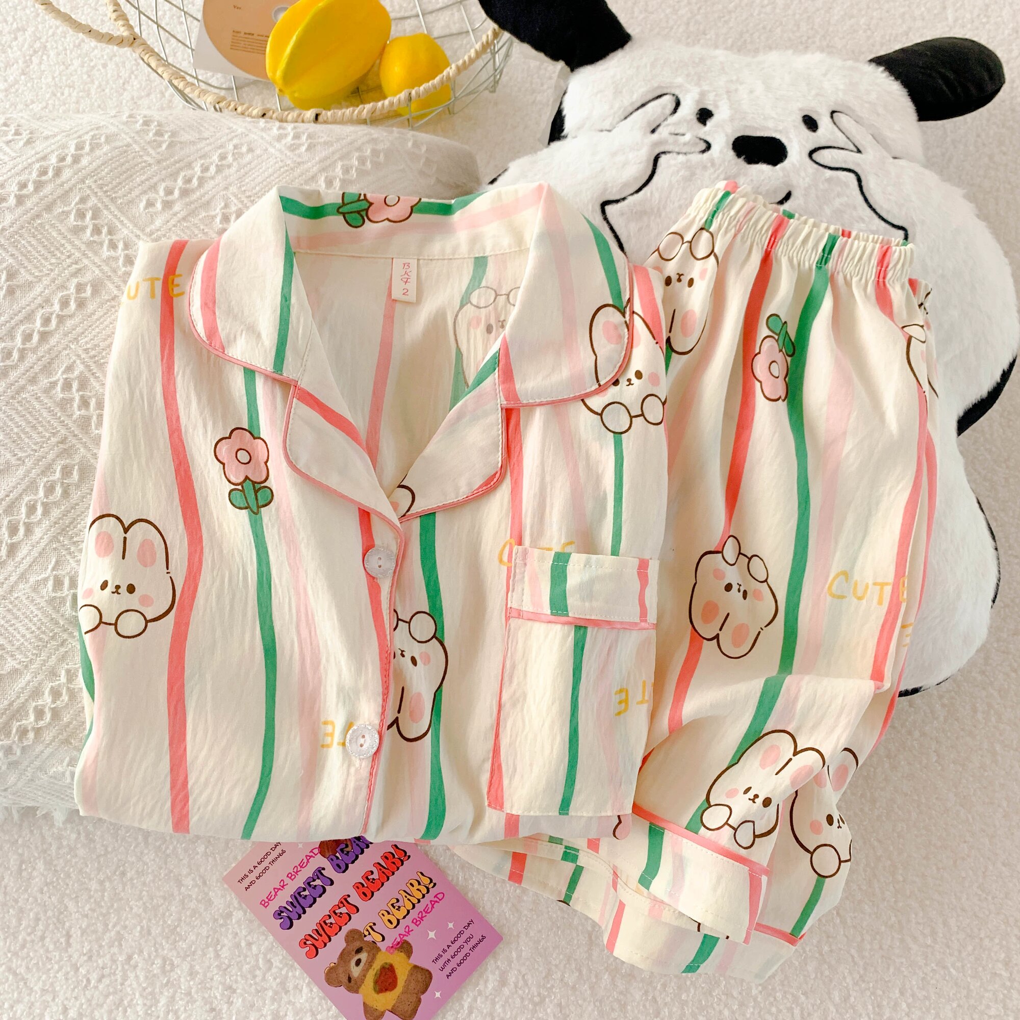 Милая женская пижама из хлопка и шелка с милым щенком, новинка 2025 года, повседневная домашняя одежда больших размеров с короткими рукавами, которую можно носить на улице летом, тонкая