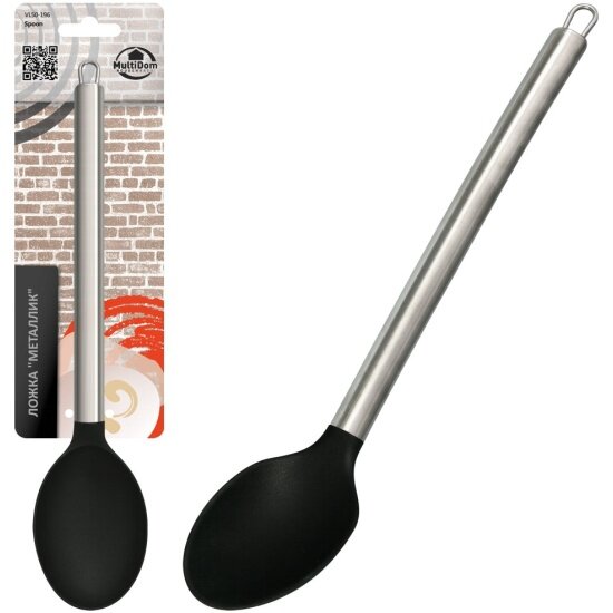 Ложка Мультидом "Металлик" 33 см, силикон/сталь (VL50-196)