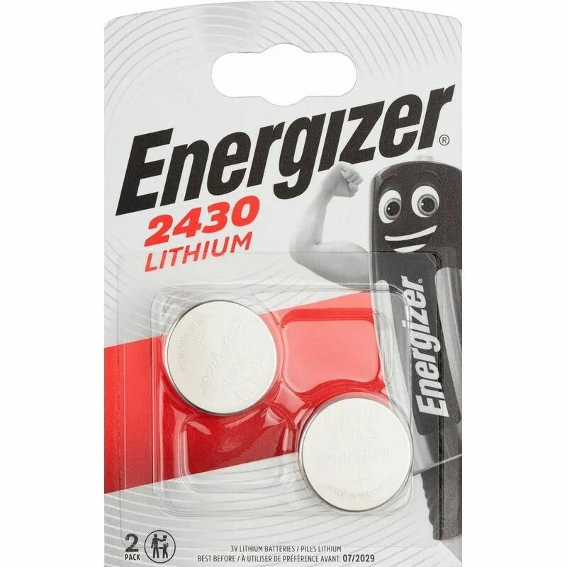 Батарейка Energizer Lithium CR2430, 2 штуки (2 штуки в одном блистере)