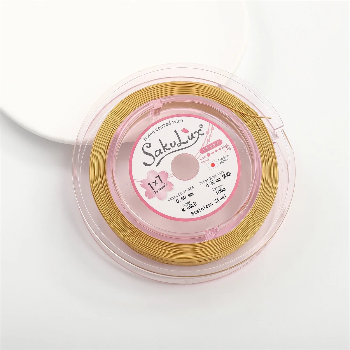 Стальная проволока для бижутерии Sakulux, 1 метр, 0.6 мм, Gold Color