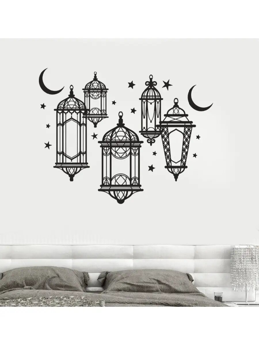Наклейка на стену для декора интерьерная Фонари