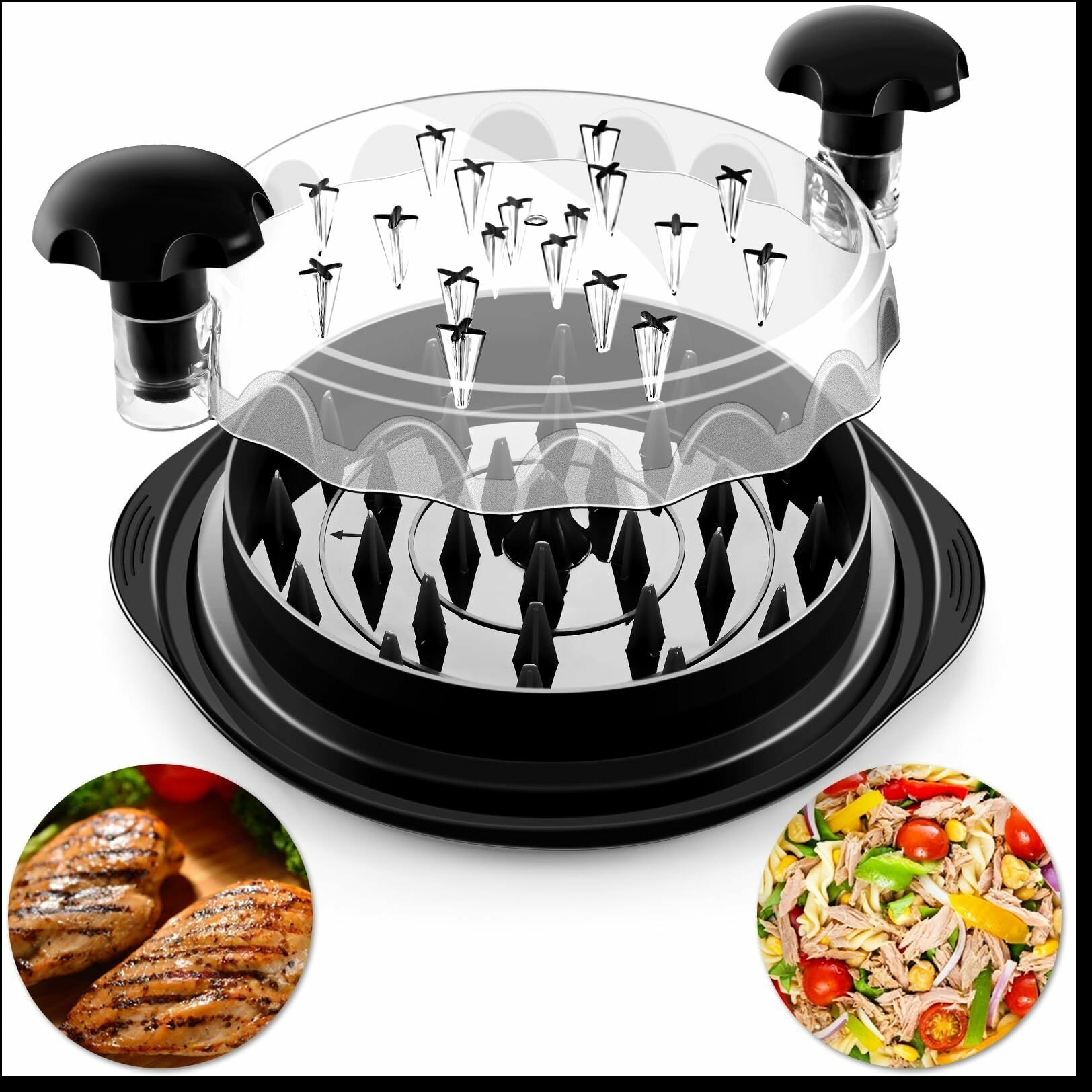 Измельчитель курицы с прозрачной крышкой и вращающейся ручкой удобный кухонный инструмент для салатов, сэндвичей и здорового питания