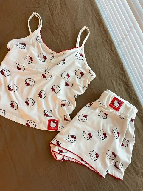 MINISO Hello Kitty шелковая пижама женская, Strap suit, MWeight 40-50KG