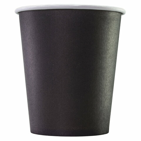 Стакан одноразовый бумажный 250мл, комплект 50шт, односл, Черные, х/г, формация, HB8, HB80-280-0458