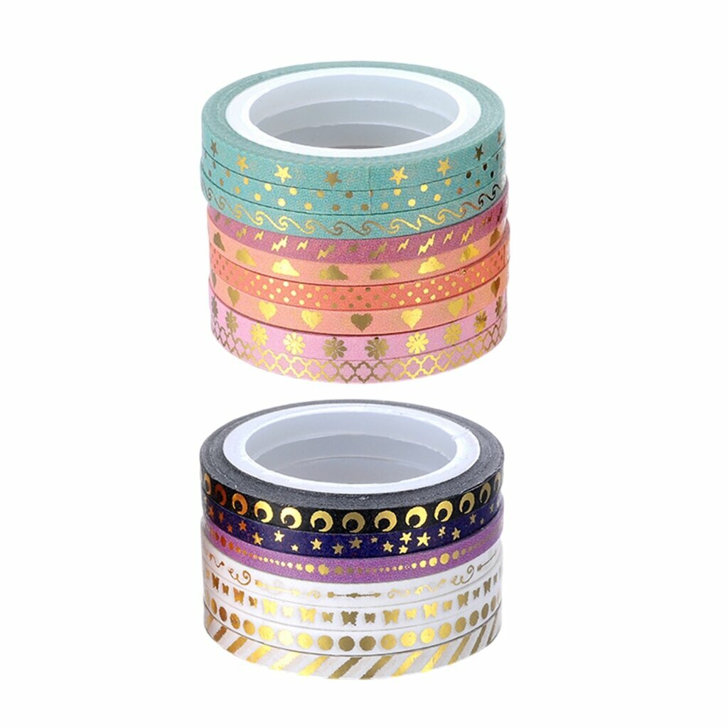 16 рулонов, тонкая декоративная лента, блестящая лента Васи, декоративная лента, лента для ручного счета, лента для ведения журнала, скрапбукинга