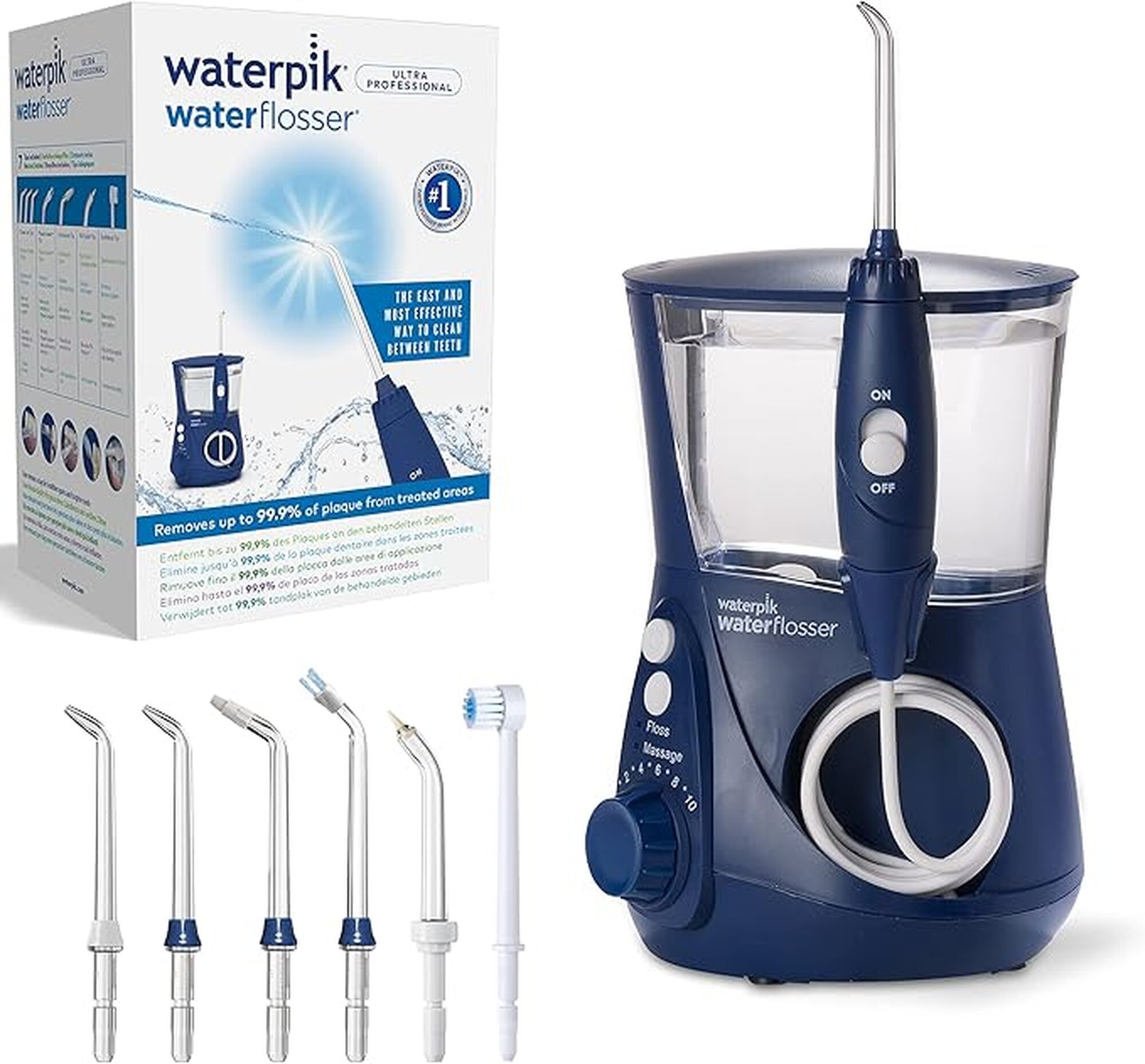 Ирригатор WaterPik Ultra Professional синий 7 насадок, усовершенствованный контроль давления с 10 режимами